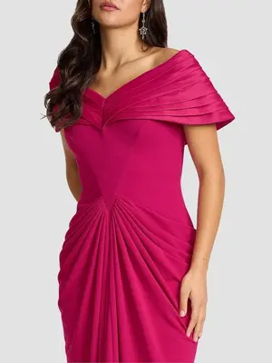 Tadashi Shoji Taffeta & Crepe Off-the-shoulder Gown