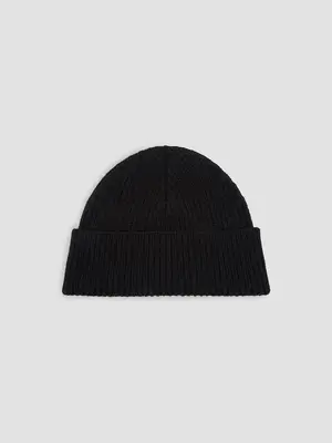 AMI Paris Logo Rib-knit Wool Beanie Hat