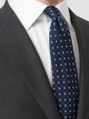 Eton Floral Silk Tie - Navy