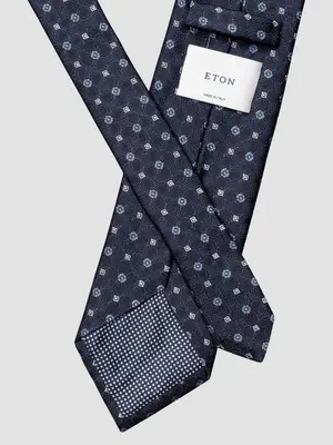 Eton Floral Silk Tie - Navy