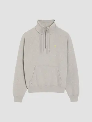 AMI Paris Embroidered De Coeur Quarter-zip Sweatshirt