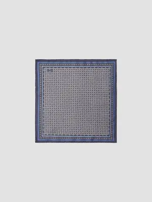Eton Medallion Double Print Silk Pocket Square - Navy