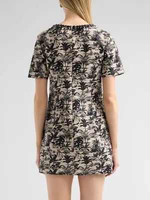 TOCCIN Blythe Palm Tree Jacquard Mini Shift Dress