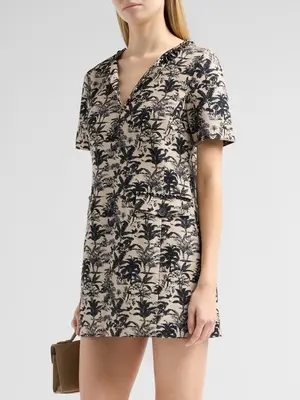 TOCCIN Blythe Palm Tree Jacquard Mini Shift Dress