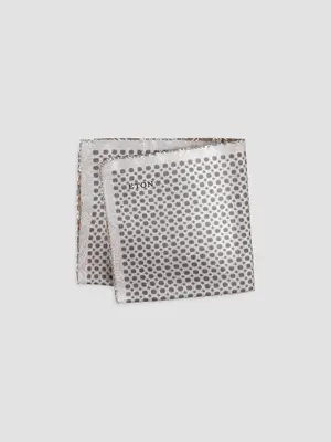 Eton Double Face Printed Silk Pocket Square Grey