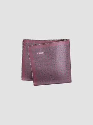 Eton Double Face Printed Silk Pocket Square - Purple