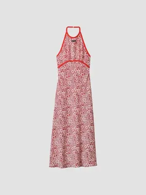 Miu Miu Long Floral Print Crepe De Chine Dress