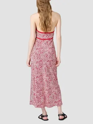 Miu Miu Long Floral Print Crepe De Chine Dress