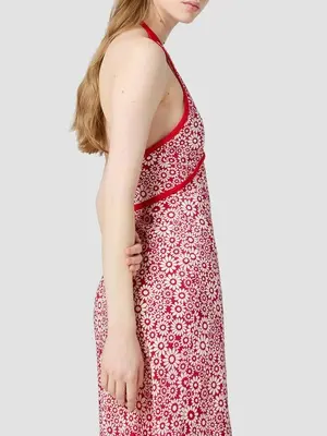 Miu Miu Long Floral Print Crepe De Chine Dress