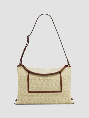 WANDLER Penelope Raffia Shoulder Bag - Beige Raffia