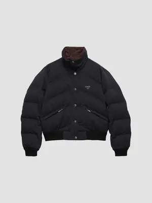 Prada Cropped Compact Poplin Down Jacket - Black