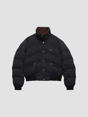 Prada Cropped Compact Poplin Down Jacket - Black