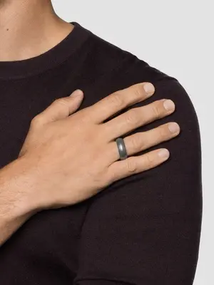 David Yurman Knife Edge Band Ring In Anthracite Titanium, 8mm