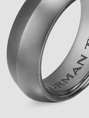David Yurman Knife Edge Band Ring In Anthracite Titanium, 8mm