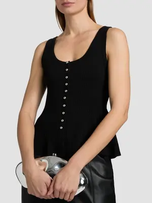 TOCCIN Eden Button-front Fit & Flare Tank - Jet