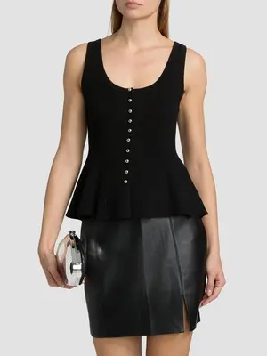 TOCCIN Eden Button-front Fit & Flare Tank - Jet
