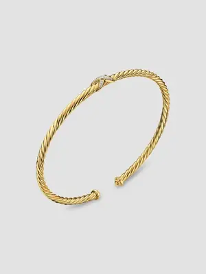 David Yurman Micro Cablespira Flex X Bracelet In 18k Yellow Gold