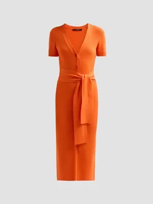 TOCCIN Agnes Ribbed Tie-front Midi Dress
