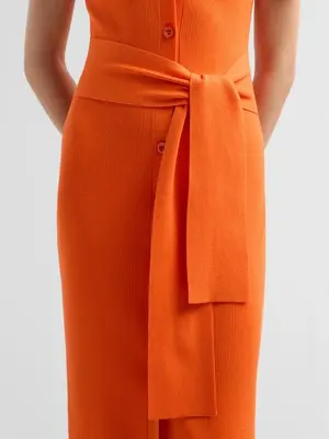 TOCCIN Agnes Ribbed Tie-front Midi Dress
