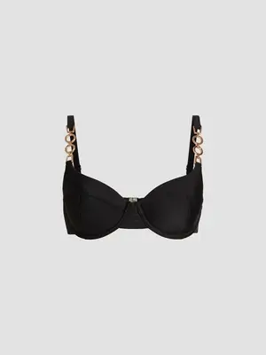Ramy Brook Mona Embellished Bikini Top - Black