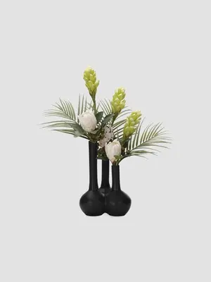 NDI Faux Protea & Ginger Arranget In Metal Vase - Green