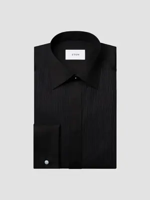Eton Contemporary Fit Plissé Shirt - Black