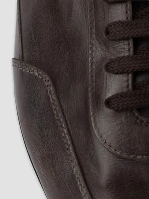 Prada Collapse Leather Sneakers - Brown