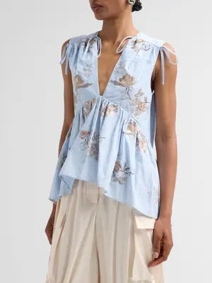 AKNVAS Lamia Embroidered Poplin Top
