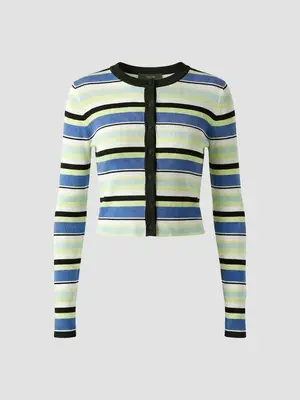 TOCCIN Zoe Striped Fitted Crop Cardigan