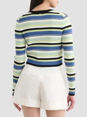 TOCCIN Zoe Striped Fitted Crop Cardigan