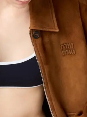 Miu Miu Suede Blouson Jacket - Brown