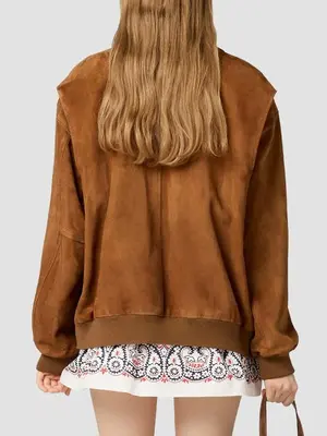 Miu Miu Suede Blouson Jacket - Brown