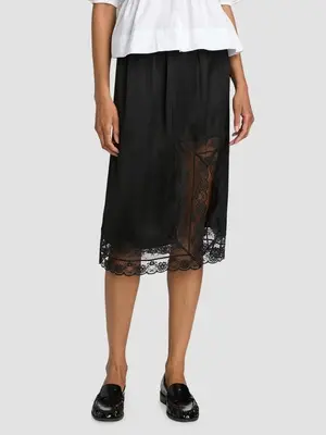 Marc Jacobs Lace-trimmed Satin Slip Midi-skirt