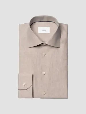 Eton Contemporary-fit Melange Solid Button-front Shirt - Brown