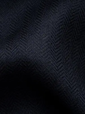 Eton Herringbone Linen-blend Shirt Jacket - Navy