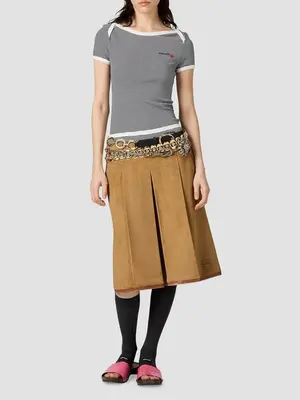 Miu Miu Pleated Suede Skirt