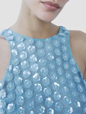 THE NEW ARRIVALS ILKYAZ OZEL Bixi Sequined Feather-trim Minidress