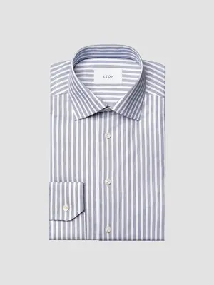 Eton Slim-fit Striped Twill Shirt - Blue