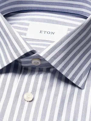 Eton Slim-fit Striped Twill Shirt - Blue