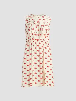 Marc Jacobs Lips Pleated Midi-dress - Ivory Multi