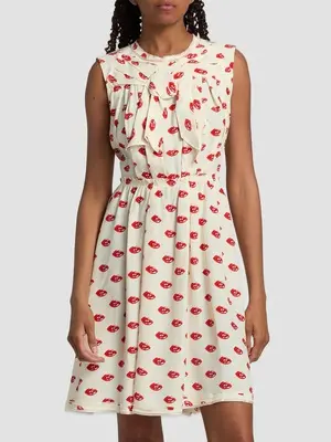 Marc Jacobs Lips Pleated Midi-dress