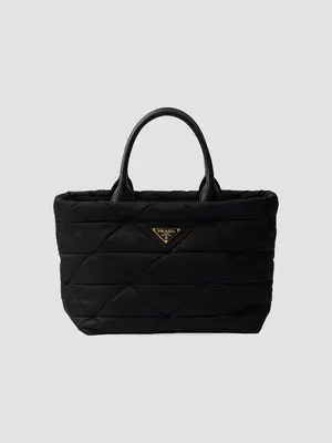 Prada Medium Padded Re-nylon And Leather Top Handle Bag - Black
