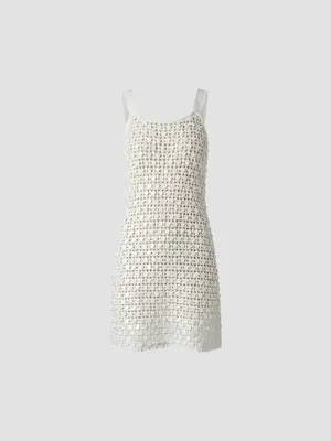 TOCCIN Lala Paillette Open-knit Mini Dress - Coconut