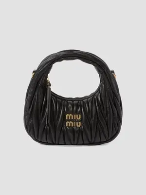 Miu Miu Wander Matelassé Nappa Leather Hobo Mini-bag Black