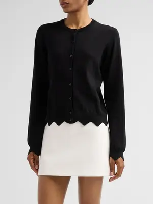 Marc Jacobs Daisy Scalloped Merino Wool-blend Cardigan