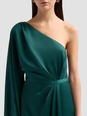 Ramy Brook Opal One-shoulder A-line Gown - Deep Emerald