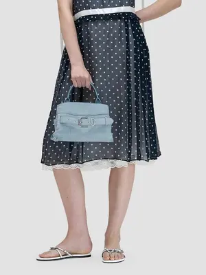 Marc Jacobs The Dakota Small Croc Suede Satchel Bag - Blue Mist