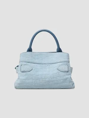 Marc Jacobs The Dakota Small Croc Suede Satchel Bag - Blue Mist