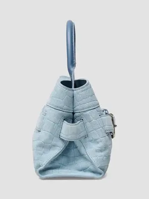 Marc Jacobs The Dakota Small Croc Suede Satchel Bag - Blue Mist
