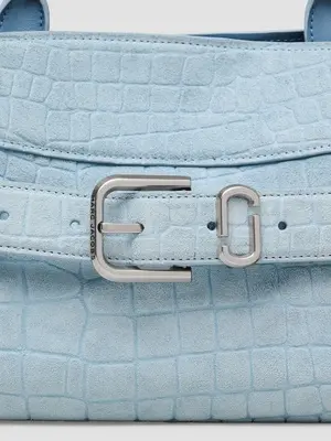 Marc Jacobs The Dakota Small Croc Suede Satchel Bag - Blue Mist